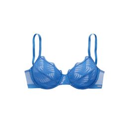 Lascana Damen B&uuml;gel-BH "Marla", Gr. 75, blau, Spitze, Obermaterial: 90% Polyamid, 10% Elasthan, BHs, aus extravaganter Spitze, Dessous