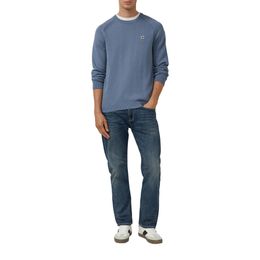 s.Oliver Herren Rundhalspullover, blau, Gr. XL, unifarben, Strick, Obermaterial: 100% Baumwolle, Pullover, mit Logo Stickerei