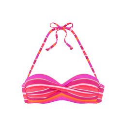 s.Oliver Damen B&uuml;gel-Bandeau-Bikini-Top "Fun", pink, Gr. 40, gestreift, Recycling-Polyamid, Bikini-Oberteile, im trendigen Streifen-Design