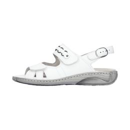 Waldl&auml;ufer WALDL&Auml;UFER Damen Sandale "GARDA", Gr. 5,5, wei&szlig;, Nappaleder, unifarben, Schuhe, Klettschuh, Sandalette, Sommerschuh in Bequemweite G (= weit)