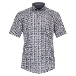 Kurzarmhemd Casamoda "Casamoda Freizeithemd Kurzarm Print", Herren, Gr. L, Normalgr&ouml;&szlig;en, blau (graues dunkelblau), 100% Baumwolle, bedruckt, l&auml;ssig geschnitten, Hemden