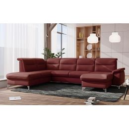 Sit & More Wohnlandschaft SIT & MORE "Astoria U-Form", rot (bordeaux), B:327cm H:91cm T:225cm, 100% Polyester, Sofas, Wohnlandschaft, wahlweise mit motorischer Relaxfunktion