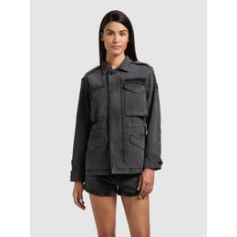 Khujo Damen Cargojacke "BUNI", grau, Gr. L, unifarben, Twill, 100% Baumwolle, Jacken