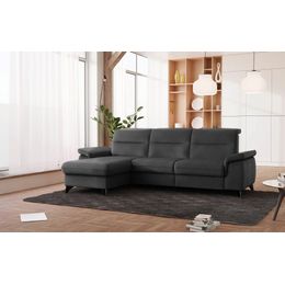Sit & More Ecksofa SIT & MORE "Astoria L-Form", grau (anthrazit), B:260cm H:91cm T:175cm, 100% Polyester, Sofas, Ecksofa, wahlweise mit motorischer Relaxfunktion