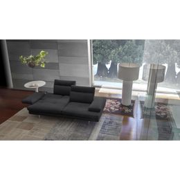 3-Sitzer Calia italia "Toby Wing, 208 cm breit, Designsofa mit hohem Sitzkomfort", schwarz (nero quebec), B:208cm H:90cm T:113cm, Synthetische Faser (100% Polyester), Sofas, inklusive Sitztiefenverstellung, F&uuml;&szlig;e in Chrom gl&auml;nzend