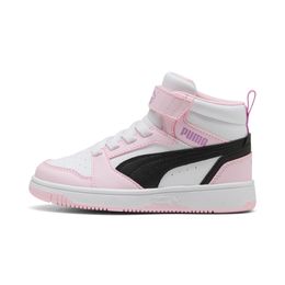 Puma Kinder Sneaker "REBOUND V6 MID AC+ PS", Gr. 31, rosa, Synthetik, mehrfarbig, Schuhe, mit leicht profilierter Gummilaufsohle, mit Klettverschluss