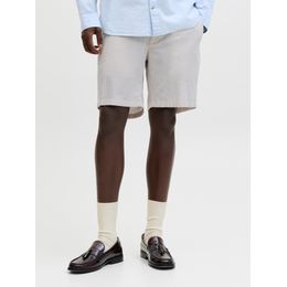 Jack & Jones Chinoshorts JACK & JONES "JPSTMARCO BREEZE SHORTS SRT", Herren, Gr. L, N-Gr, string detail:melange, Web, Obermaterial: 81% Baumwolle, 15% Leinen, 4% Elasthan, meliert, regular fit, Hosen Chinoshorts