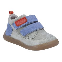 Richter Jungen Barfu&szlig;schuh "Samy", Gr. 22grau, blau, Glattleder, Veloursleder, kontrastfarbene Details, Schuhe, Kinderschuh im Konstrastlook,