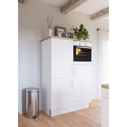 K&uuml;che KOCHSTATION "KS-Ahus, Hochschrankmodul", wei&szlig; (k&uuml;che: wei&szlig;, front: wei&szlig; matt, korpus: wei&szlig;, arbeitsplatte: eichefarben struktur), B:120cm H:180,4cm T:60cm, Komplettk&uuml;chen-Sets, K&uuml;chenzeile, Breite 120 cm,wahlweise mit E-Ger&auml;ten,Soft-Close-Funktion