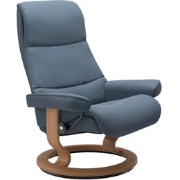Relaxsessel stressless "View", blau (sparrow blau paloma), B:91cm H:109cm T:83cm, Leder BATICK: BATICK ist ein leicht korrigiertes, durchgef&auml;rbtes und genarbtes M&ouml;belleder, bei dem die meisten Unebenheiten und Spuren in der Regel entfernt wurden.;Leder PALOMA: PALOMA ist ein durchgef&auml;rbtes Semianilin-M&ouml;belleder mit nat&uuml;rlicher Narbung.;ROHLEDER Stoff Q2 FARON: Ein fester zuverl&auml;ssiger Boucl&eacute; mit e