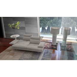 3-Sitzer Calia italia "Toby Wing, 208 cm breit, Designsofa mit hohem Sitzkomfort", wei&szlig; (tortora bull), B:208cm H:90cm T:113cm, Leder BULL (100% Leder), Sofas, inklusive Sitztiefenverstellung, F&uuml;&szlig;e in Chrom gl&auml;nzend