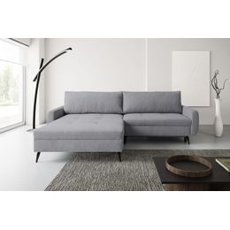 Ecksofa WERK2 "Figo inkl. Bettfunktion und Bettkasten, bequem, Breite 273cm, L-Form", hellgrau, B:273cm H:97cm T:167cm, 92% Polyester, 8% Nylon, Sofas, Ecksofa, Moderne, teilmassive Polsterecke, Komfortpolsterung und losen Kissen