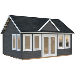 Gartenhaus Palmako "Claudia", dunkelgrau, wei&szlig;, Fu&szlig;boden im Gartenhaus, ohne Dacheindeckung, Massivholz, Gartenh&auml;user, Gartenhaus, verschiedene Farben