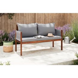 Ambia Garden Gartenbank, Grau, Akazie, Holz, Kunststoff, Textil, Akazie, Hartholz, 2-Sitzer, 150x90x60 cm, in verschiedenen Holzarten erh&auml;ltlich, Gartenm&ouml;bel, Gartenb&auml;nke