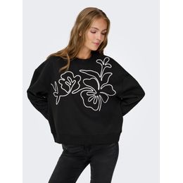 Jacqueline de Yong JDY Damen Sweatshirt "JDYCANOA L/S EMB SWEAT JRS NOOS", wei&szlig;, Gr. XS, gemustert, Sweatware, Obermaterial: 60% Polyester, 40% Baumwolle, Sweatshirts