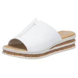 Rieker Damen Keilpantolette, Gr. 42, wei&szlig;, Lederimitat, unifarben, Schuhe, Sommerschuh, Hausschuh, Keilabsatz, zum Schlupfen