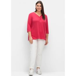 sheego Damen Schlupfhose, wei&szlig;, Gr. 44, unifarben, 98% Baumwolle, 2% Elasthan, Hosen
