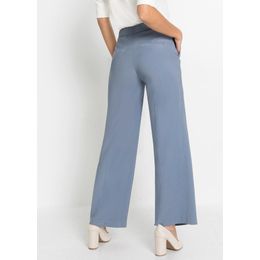 bonprix Damen Stoffhose "Leichte Marlenehose mit Viskose"rauchblau, Gr. 40, gepflegt, unifarben, Web, Obermaterial: 92% Viskose, 8% Polyester, Hosen,