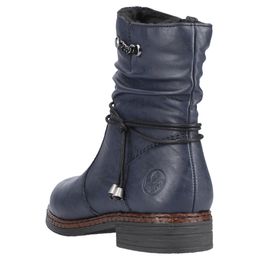Rieker Damen Winterstiefelette, Gr. 42, blau, Lederimitat, Schuhe, mit gerafftem Schaft