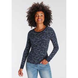 Kangaroos Damen Langarmshirt, blau, Gr. 40, Minimalmuster, bedruckt, gemustert, Rippware, Obermaterial: 100% Baumwolle, Shirts, sehr figurbetonte