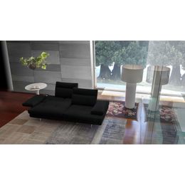 3-Sitzer Calia italia "Toby Wing, 208 cm breit, Designsofa mit hohem Sitzkomfort", schwarz (nero bull), B:208cm H:90cm T:113cm, Leder BULL (100% Leder), Sofas, inklusive Sitztiefenverstellung, F&uuml;&szlig;e in Chrom gl&auml;nzend