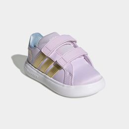 Kinder Klettschuh "ADIDAS FROZEN GRAND COURT 3.0 KIDS", adidas Sportswear, Gr. 23ice lavender, gold metallic, glow blau, Synthetik, Textil, Schuhe,