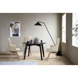 Polsterstuhl stressless "Laurel", beige (cream batick, schwarz), B:58cm H:105cm T:60cm, Leder BATICK: BATICK ist ein leicht korrigiertes, durchgef&auml;rbtes und genarbtes M&ouml;belleder, bei dem die meisten Unebenheiten und Spuren in der Regel entfernt wurden., St&uuml;hle, Polsterstuhl, High Back mit Armlehne, Gr&ouml;&szlig;e L, mit schr&auml;ggestellten Beinen
