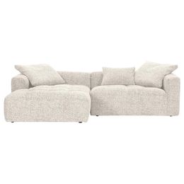 CARRYHOME Ecksofa, Creme, Beige, Kunststoff, 2-3-Sitzer, F&uuml;llung: Schaumstoffflocken,Schaumstoffflocken, Ottomane links, L-Form, 276x170 cm, Stoffauswahl, seitenverkehrt erh&auml;ltlich, R&uuml;cken echt, Wohnzimmer, Sofas & Couches, Wohnlandschaften, Ecksofas