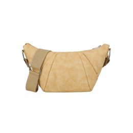 Schultertasche Fritzi aus Preussen "Croissant Cross", Damen, Gr. B/H/T: 9cm x 24cm x 25cm, beige, Polyurethan (PU), unifarben, Taschen Schultertasche, mit dekorativen Hardware-Schnallen