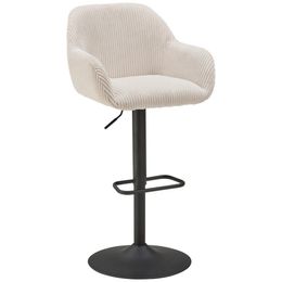 Livetastic Barhocker, Schwarz, Beige, Metall, Textil, Drehkreuz, 44x95-117x55 cm, inklusive Armlehnen, Esszimmer, Barm&ouml;bel, Barhocker