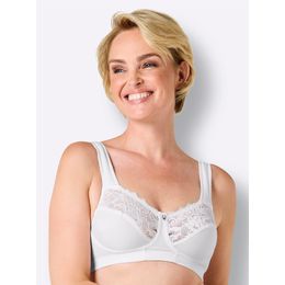 Damen B&uuml;gelloser BH, Gr. 80, wei&szlig;, 50% Polyamid, 20% Baumwolle, 20% Polyester, 10% Elasthan, BHs