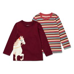 Tchibo - 2 Kinder-Langarmshirts - M&auml;dchen - Gr. 98/104 - weinrot