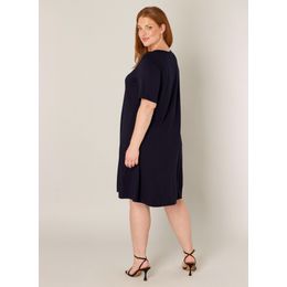 Damen Shirtkleid "Abernathy", blau, Basic, Gr. 50, Base Level Curvy, unifarben, Jersey, Obermaterial: 94% Viskose, 6% Elasthan, Kleider, Sommerkleid