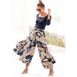 Lascana Damen Hosenrock "mit extra weitem Bein", bunt, Gr. 42, bedruckt, Web, Obermaterial: 100% Polyester, R&ouml;cke, grafischer Druck, Culotte, weites