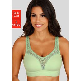 Damen Entlastungs-BH "Bralette-BH, Baumwoll-BH, BH ohne B&uuml;gel", PETITE FLEUR BY LASCANA, Gr. 75, gr&uuml;n, Jersey, Obermaterial: 80% Baumwolle, 11%