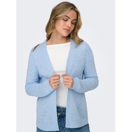 Only Damen Strickjacke "ONLGEENA LS OPEN CARDIGAN KNT", blau, Gr. XS, unifarben, Strick, Obermaterial: 65% Polyacryl, 35% Polyamid, Strickjacken
