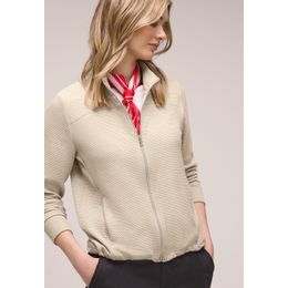 Street One Damen Cardigancotton beige, Gr. 42, unifarben, Web, 86% Baumwolle, 12% Polyester, 2% Elasthan, Strickjacken, mit Turtleneck