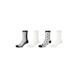 Socken s.Oliver "Socken originals transparent ruffle 4er Pack", Damen, Gr. 35-38, schwarz, 56% Polyamid, 35% Baumwolle, 8% Polyester, 1% Elasthan, gemustert, Socken Socken, 4er Pack Weiche Zehenn&auml;hte ohne Druckstellen, Verst&auml;rkte Ferse
