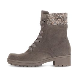 Gabor Damen Schn&uuml;rstiefelette, Gr. 36, braun, Textil, Veloursleder, Schuhe, Blockabsatz, Schn&uuml;rboots in Bequemweite G (= weit)