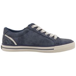 Mustang Shoes Herren Sneaker "Winona", Gr. 36navy, Lederimitat, Schuhe, Freizeitschuh, Halbschuh, Schn&uuml;rer mit Besatz im Animal-Look
