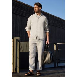Leinenhemd Street One MEN, Herren, Gr. L (42), US-Gr&ouml;&szlig;en, bohemian beige, Stoff, 100% Leinen, unifarben, normal normal, V-Ausschnitt, B&uuml;ndchen, Hemden, aus Leinen