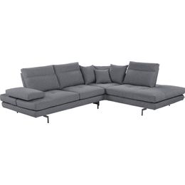 Ecksofa Calia italia "Toby Wing, B/T: 288/232 cm, Designsofa, Premium Sitzkomfort, L-Form", grau (grigio quebec), B:288cm H:90cm T:232cm, Synthetische Faser (100% Polyester), Sofas, Ecksofa, Sitztiefenverstellung, wahlw. mit Kissen-Set,F&uuml;&szlig;e schwarz matt