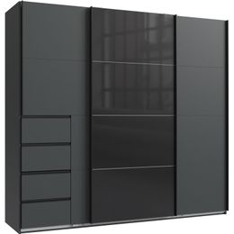 Schwebet&uuml;renschrank wimex "Bali in den Breiten 180cm, 225cm & 270cm, Schrank mit Glaselement", grafit, glas schwarz, griffe schwarz, B:225cm H:208cm T:64cm, Holzwerkstoff, Schr&auml;nke, Schwebet&uuml;renschrank, Kleiderschrank erh&auml;ltlich in den Farben; grafit und saharagrau