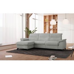 Sit & More Ecksofa SIT & MORE "Astoria L-Form", grau (hellgrau), B:260cm H:91cm T:175cm, 100% Polyester, Sofas, Ecksofa, wahlweise mit motorischer Relaxfunktion