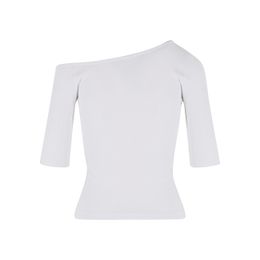 Urban Classics Damen T-Shirt "Urban Classics Ladies Organic Asymmetric Rib Tee", wei&szlig;, Gr. XS, unifarben, 100% Baumwolle, Shirts
