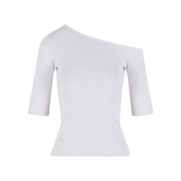 Urban Classics Damen T-Shirt "Urban Classics Ladies Organic Asymmetric Rib Tee", wei&szlig;, Gr. M, unifarben, 100% Baumwolle, Shirts
