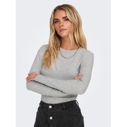 Only Damen Langarmshirt "ONLRILEY O-NECK L/S TOP JRS", grau, Gr. M, unifarben, Jersey, Obermaterial: 96% Baumwolle, 4% Elasthan, Shirts,