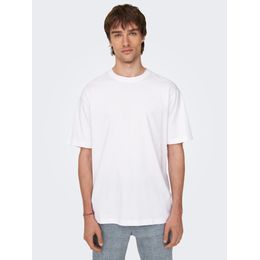 Only & Sons ONLY & SONS Herren T-Shirt "ONSFRED LIFE RLX SS TEE NOOS", wei&szlig;, Gr. XXL, unifarben, Single Jersey, Obermaterial: 100% Baumwolle, Shirts