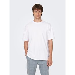 Only & Sons ONLY & SONS Herren T-Shirt "ONSFRED LIFE RLX SS TEE NOOS", wei&szlig;, Gr. M, unifarben, Single Jersey, Obermaterial: 100% Baumwolle, Shirts