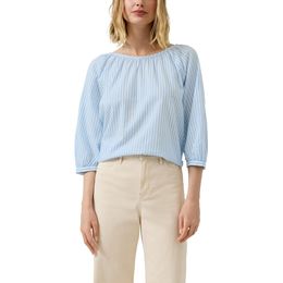 Klassische Bluse s.Oliver, Damen, Gr. 40, blau stripe, Web, Obermaterial: 50% Baumwolle, 50% Viskose, gestreift, relaxed fit normal, Rundhals, elastischer Bund, Blusen Bluse, mit Streifen Muster